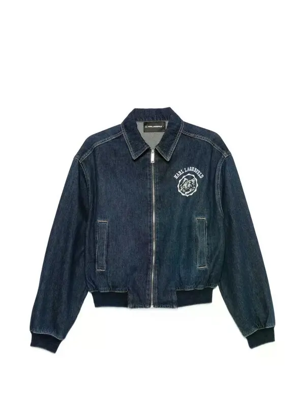 Karl Lagerfeld Bomber Jacket With Logo Embroidery - Blue