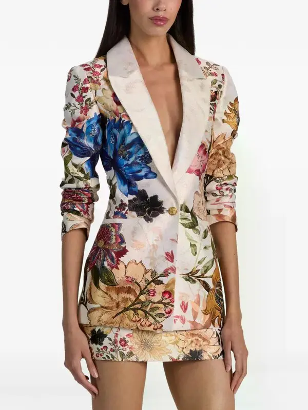 Alice + Olivia Floral-print Notched Lapel Blazer