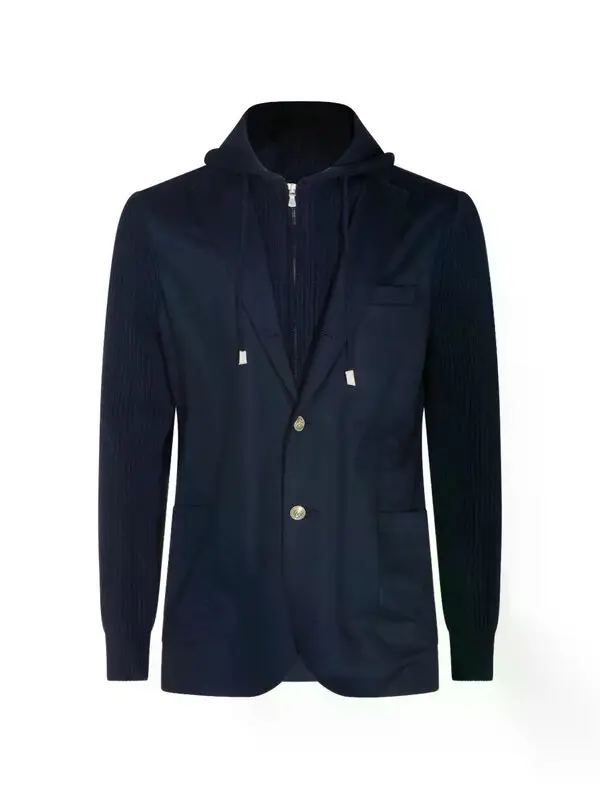 Eleventy Hooded Panelled Wool Jacket