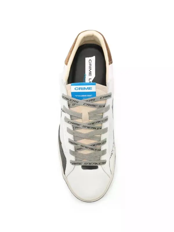 CRIME LONDON Distressed Leather Lace-up Sneakers