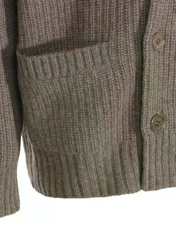 LISA YANG Double-breasted Ribbed Knit Sweater With Shawl Lapels