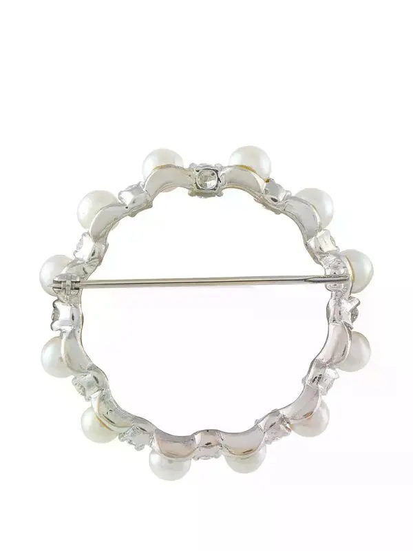 LB EXCLUSIVE Pearl And Diamond Brooch In 14k White Gold - Silver