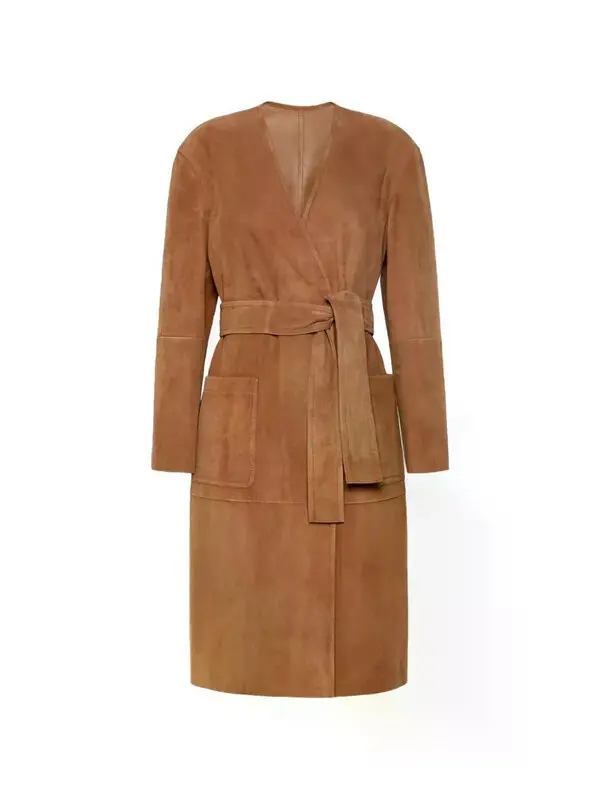 Max Mara Belted Suede Coat - Brown