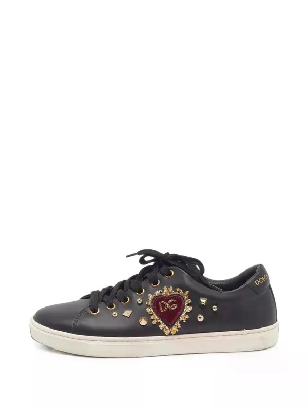 Dolce & Gabbana Portofino Heart-patch Sneakers - Black