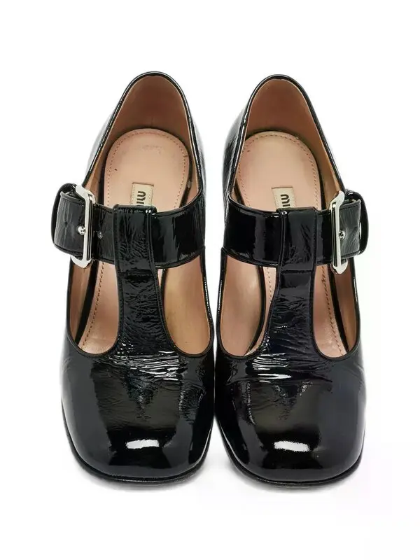 Miu Miu T-strap Buckled Block Heel Pumps