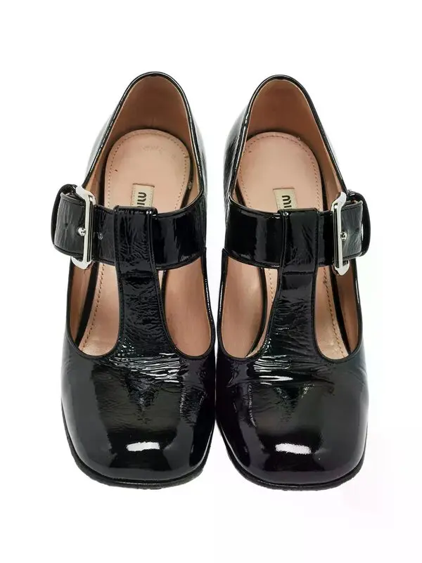 Miu Miu T-strap Buckled Block Heel Pumps