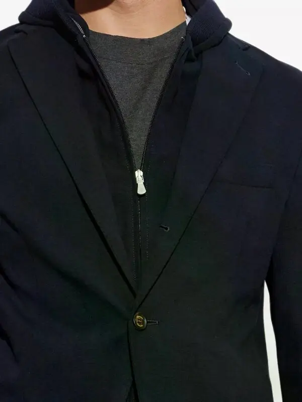 Eleventy Navy Hooded Layered Jacket
