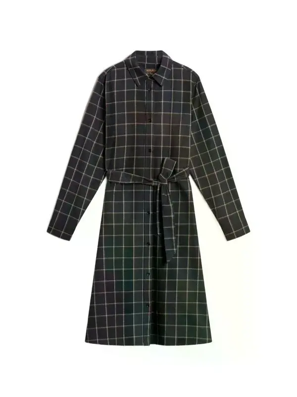 Woolrich Checked Flannel Midi Shirt Dress - Grey