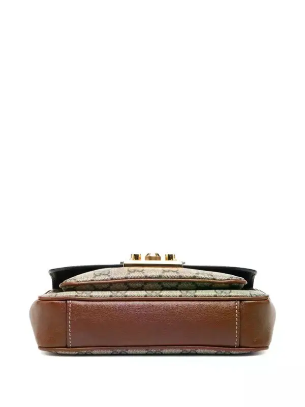 Gucci Mini Gg Supreme And Calfskin Padlock Flap Pocket Satchel