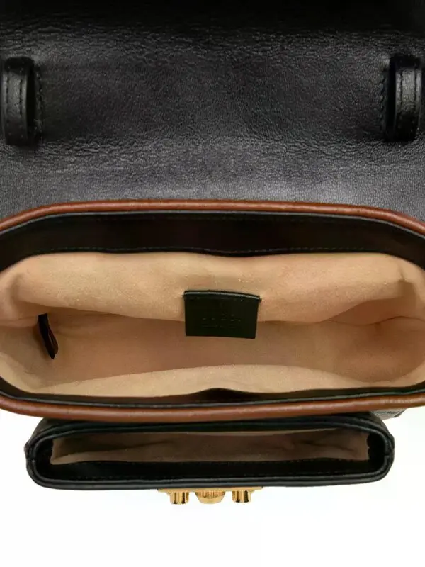 Gucci Mini Gg Supreme And Calfskin Padlock Flap Pocket Satchel