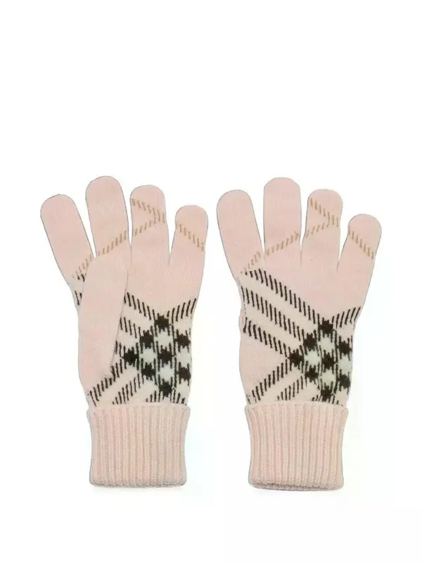 Burberry Check Cashmere-blend Gloves - Pink