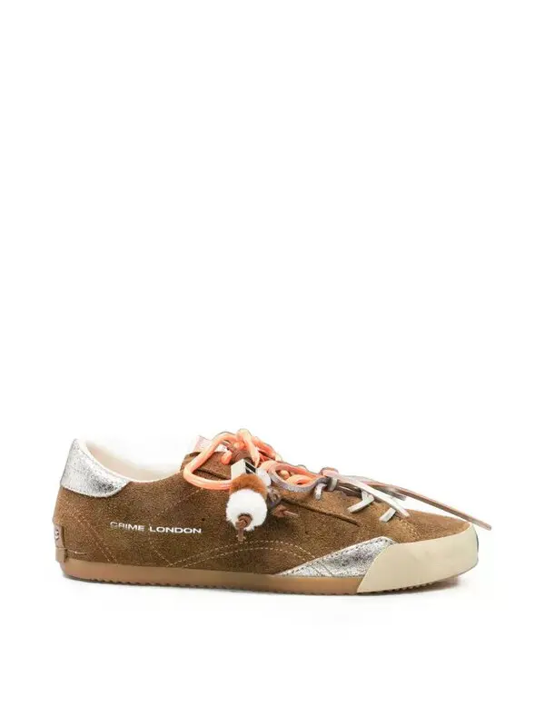 CRIME LONDON Sneakerina Leopard-print Suede Sneakers - Brown