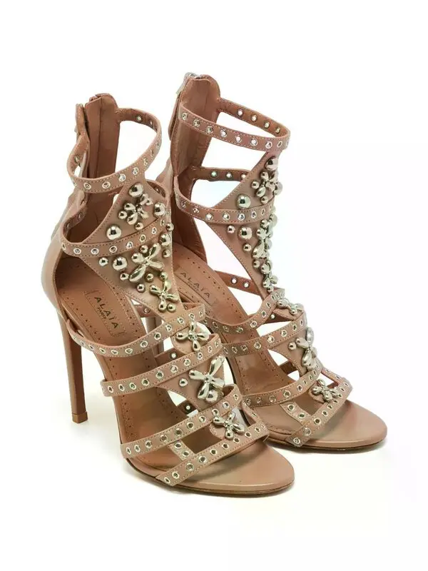 Alaïa Floral Embellished Gladiator Sandals
