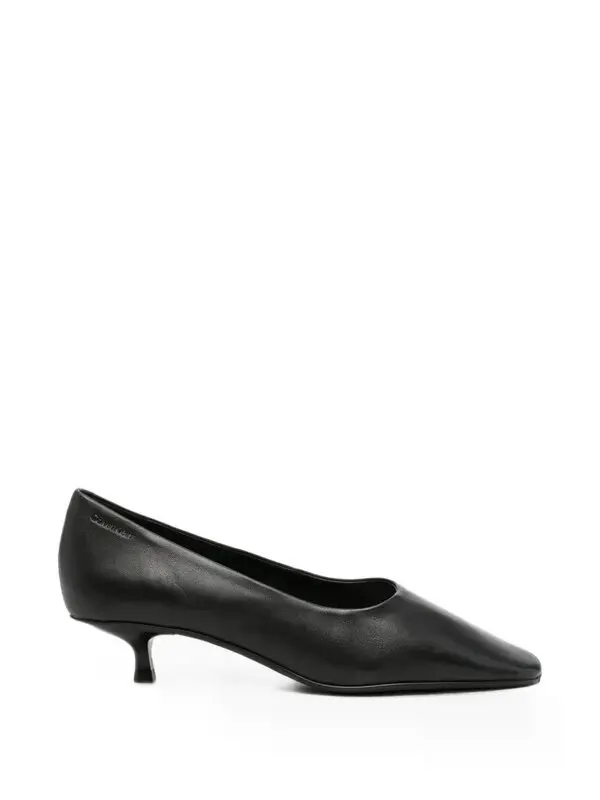 Calvin Klein Square-toe Leather Kitten Heels