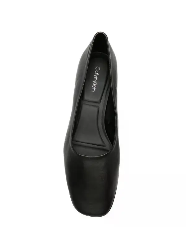 Calvin Klein Square-toe Leather Kitten Heels