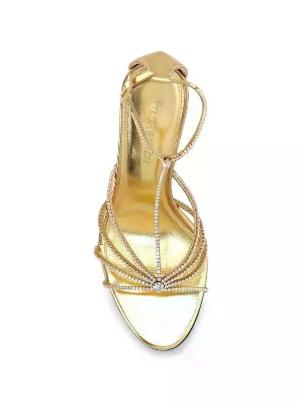 Mach & Mach Crystal-embellished Metallic Leather Sandals