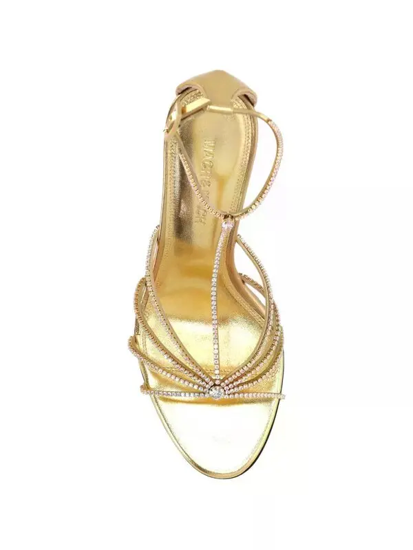 Mach & Mach Crystal Embellished Metallic Leather Sandals