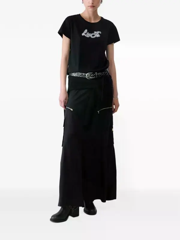 Liu Jo Rhinestone Embellished Logo T-shirt - Black