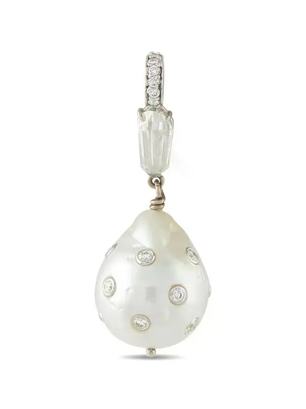 LB EXCLUSIVE 18k White Gold Pearl And Diamond Pendant - Silver