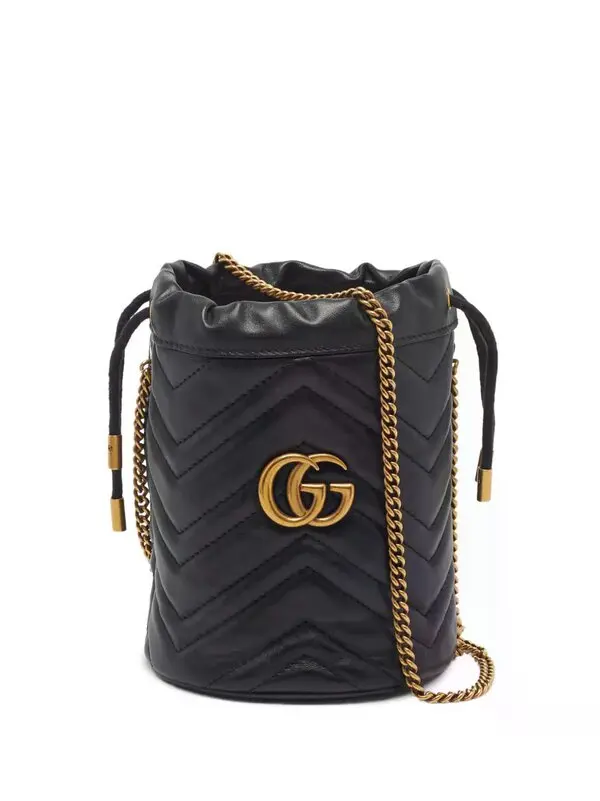 Gucci Small Gg Marmont Matelassé Bucket Bag - Black
