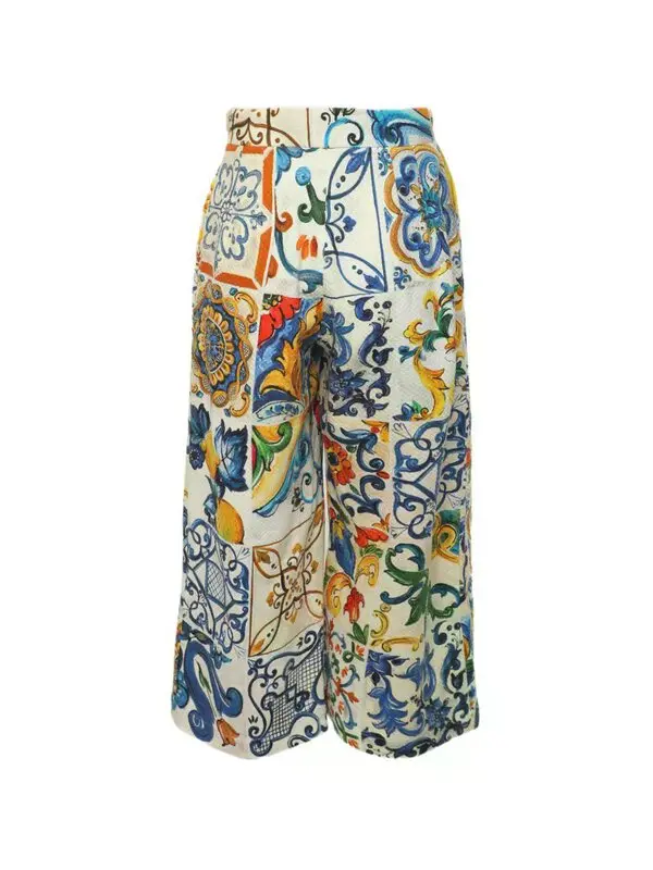Dolce & Gabbana Majolica Print Cropped Trousers