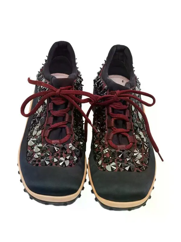 Miu Miu Crystal Embellished Lace-up Sneakers