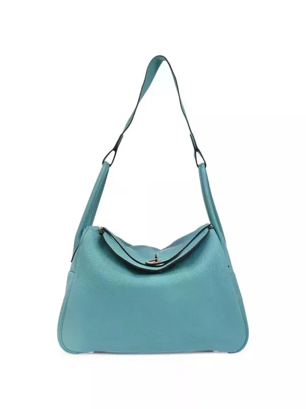 Hermès 34 Lindy Shoulder Bag In Taurillon Clemence Leather - Blue