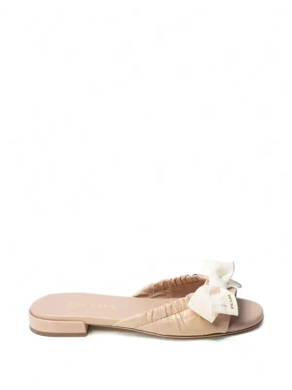 Prada Bow-detail Ruched Sandals - Neutrals