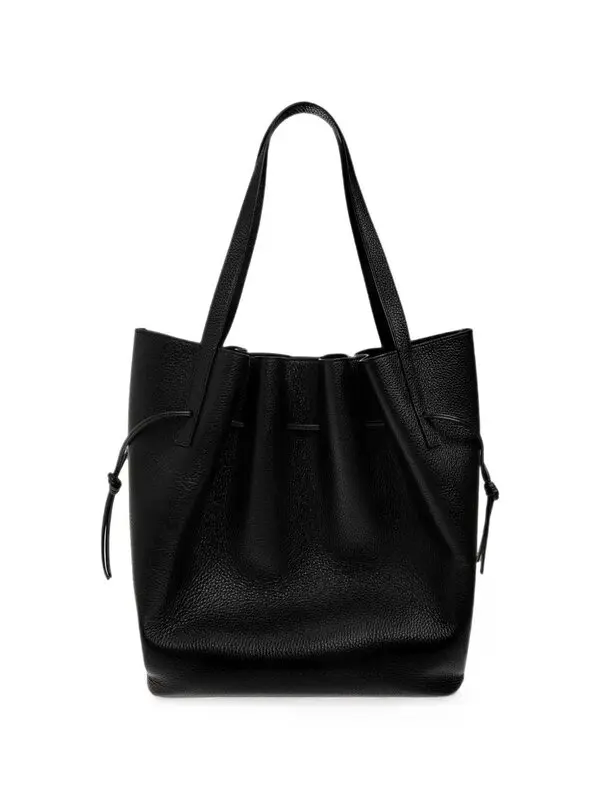 Yuzefi Scallop Pebble-grain Leather Tote Bag - Black
