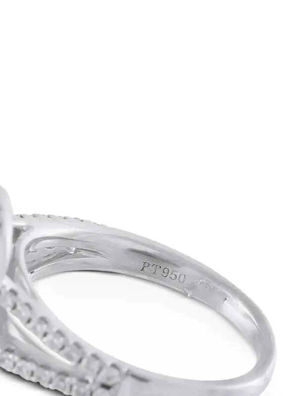 LB EXCLUSIVE Platinum Emerald-cut Diamond Ring With Pavé Accents