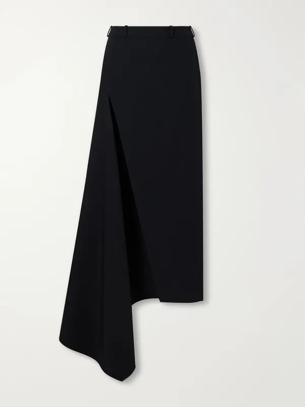 Givenchy Asymmetric Wool Midi Skirt - Black