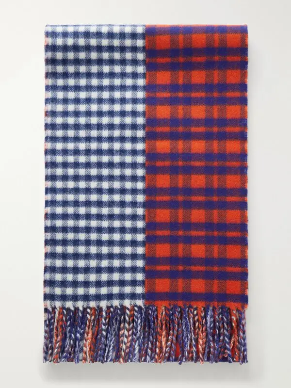 Loewe Checked Wool And Cashmere-blend Scarf - Multi