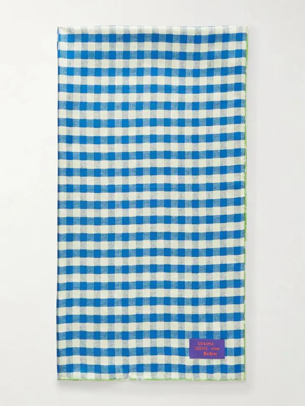 Loewe Checked And Floral-print Silk Scarf - Multi
