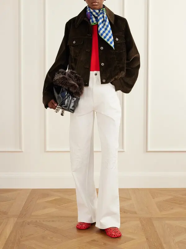 Loewe Checked And Floral-print Silk Scarf