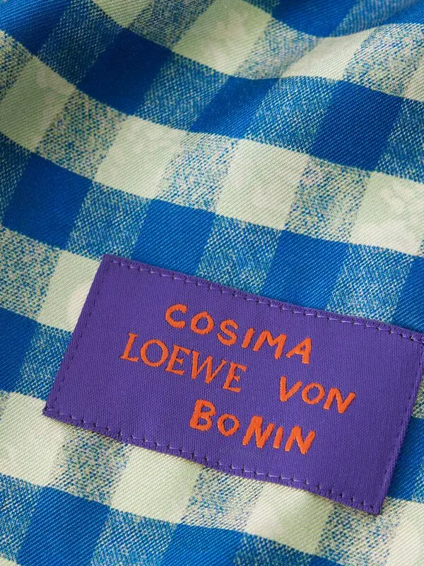 Loewe Checked And Floral-print Silk Scarf