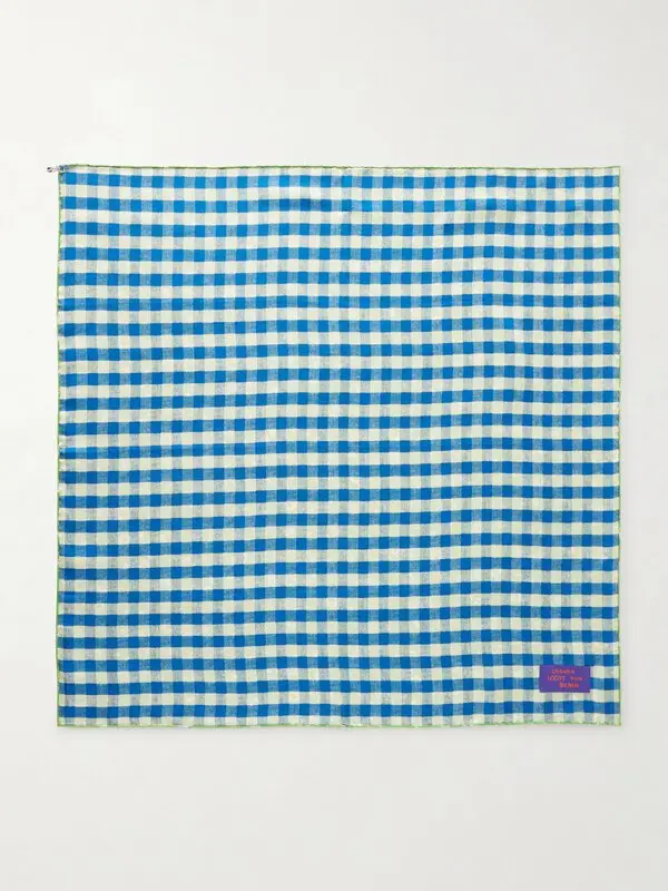 Loewe Checked And Floral-print Silk Scarf