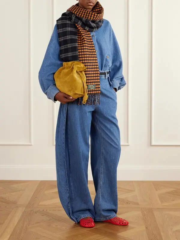 Loewe Fringed Checked Wool And Cashmere-blend Scarf
