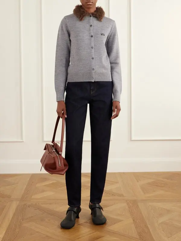 Loewe Anagram Embroidered High-rise Straight-leg Jeans