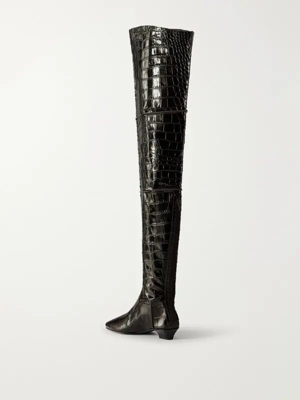 Magda Butrym Paneled Croc-effect Leather Over-the-knee Boots