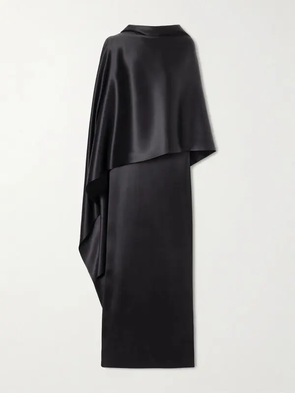Bottega Veneta Cape-effect Draped Silk-satin Maxi Dress