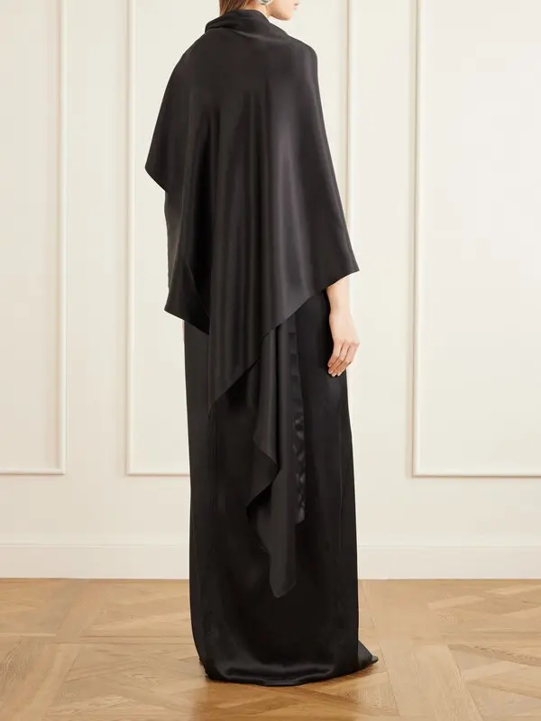 Bottega Veneta Cape-effect Draped Silk-satin Maxi Dress