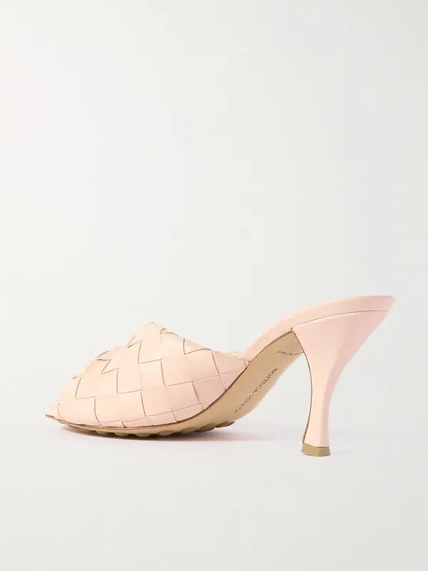 Bottega Veneta Blink Twisted Intrecciato Leather Mules - Pink