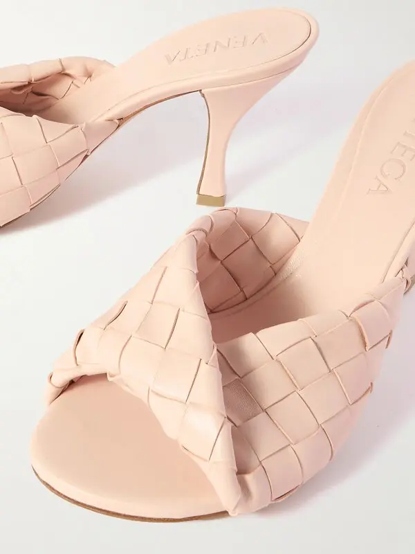 Bottega Veneta Blink Twisted Intrecciato Leather Mules - Pink