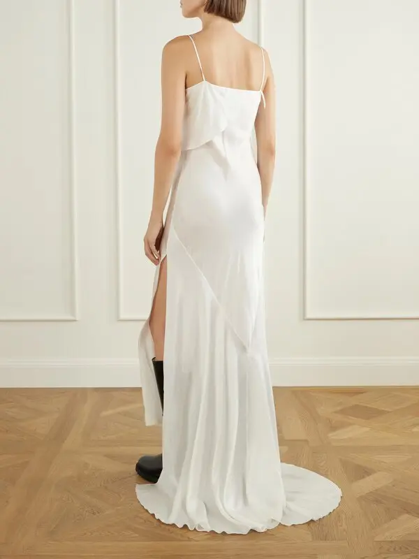 ANN DEMEULEMEESTER Asymmetric Silk-satin Maxi Dress