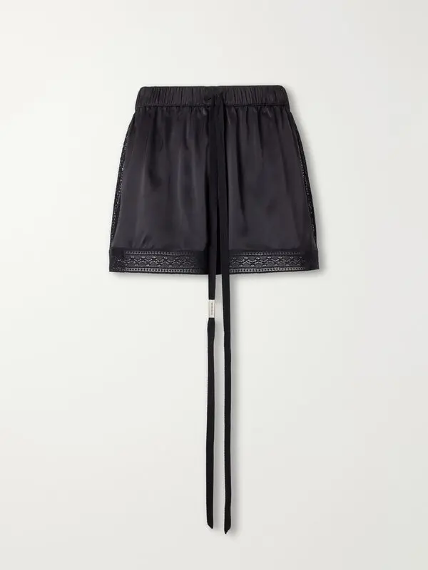 ANN DEMEULEMEESTER Anda Lace-trimmed Silk-satin Shorts - Black