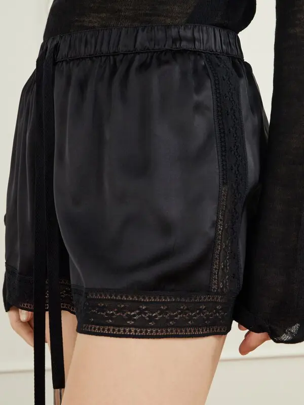 ANN DEMEULEMEESTER Anda Lace-trimmed Silk-satin Shorts