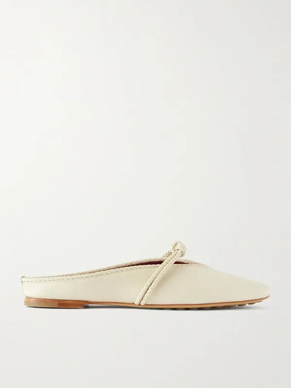 Bottega Veneta Rosa Intrecciato-trimmed Leather Mules - Neutrals