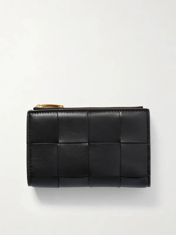 Bottega Veneta Cassette Intrecciato Leather Wallet - Black