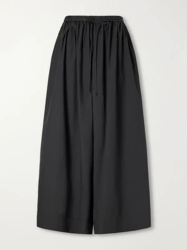 ST. AGNI Organic Cotton-poplin Wide-leg Pants - Black