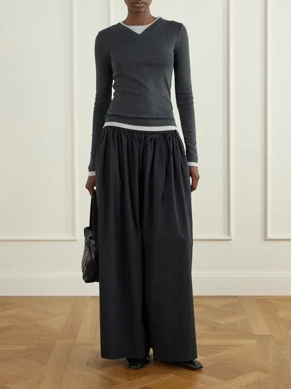 ST. AGNI Organic Cotton-poplin Wide-leg Pants